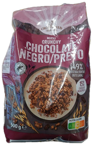 CROWNFIELD (LIDL) MUESLI CRUNCHY CHOCOLATE NEGRO/PRETO: análise e ...